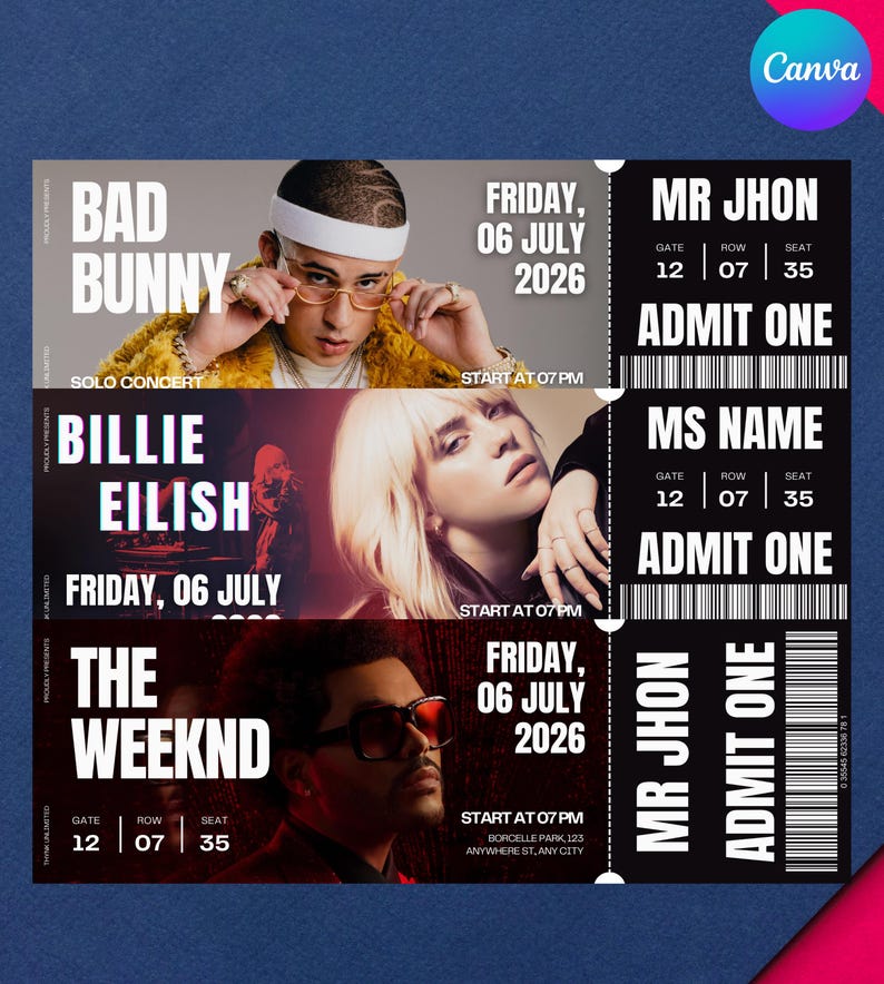 Editable Concert Ticket Template, DIY Event Ticket, Surprise Gift ...