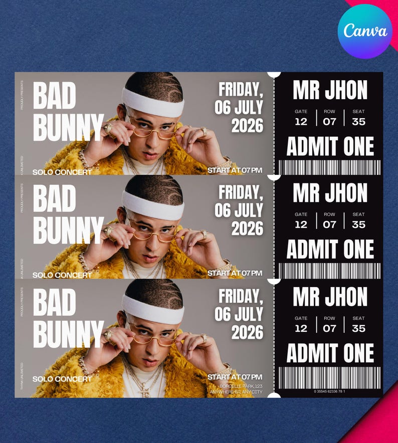 Editable Concert Ticket Template, DIY Event Ticket, Surprise Gift ...