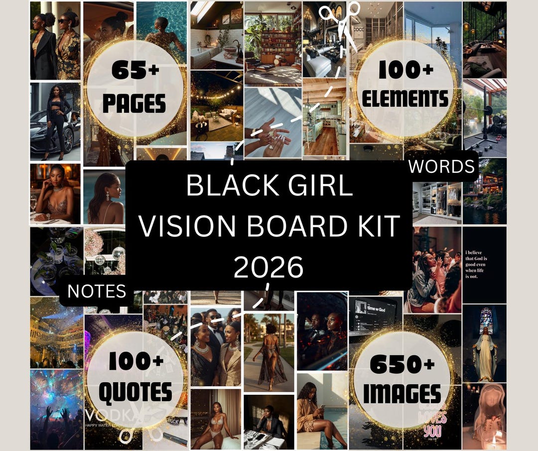 Black Girl Vision Board Kit 2026 – Affirmations, Wealth, Manifestation ...