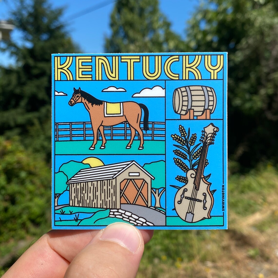 Kentucky Sticker | Bluegrass State Decal | Covered Bridge | Horses ...