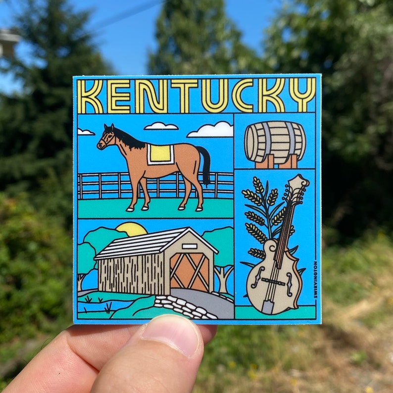 Kentucky Sticker | Bluegrass State Decal | Covered Bridge | Horses ...