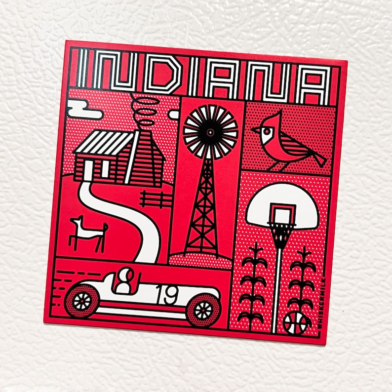 Indiana State Refrigerator Magnets - Hoosier Pride U.S.A. 3" X 3 ...