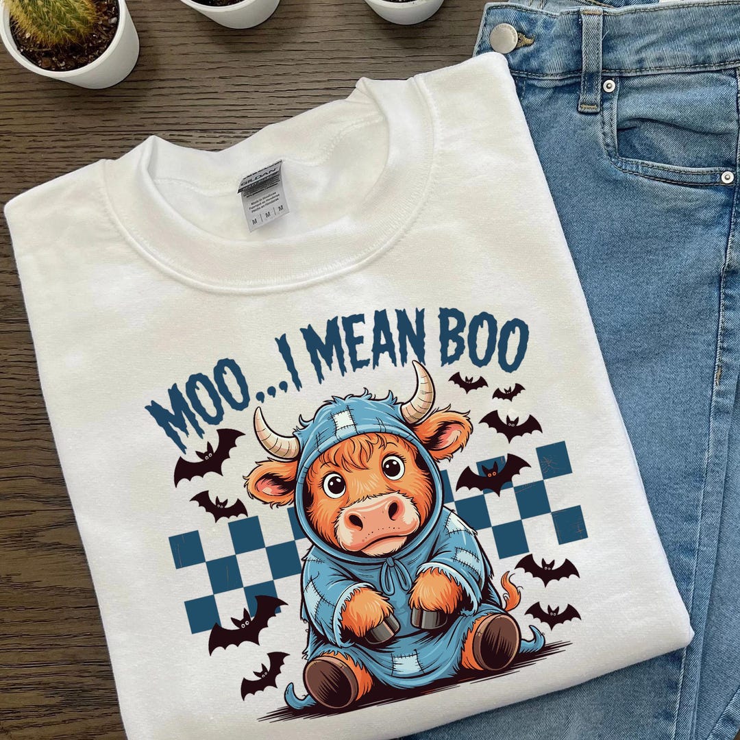 Moo I Mean Boo PNG, Cute Highland Cow Halloween Clipart, Funny Spooky ...