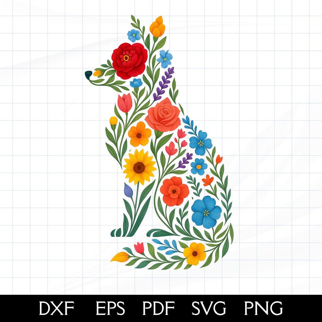 Folk Flower Fox Png SVG, Wildflowers Animal Lover Sublimation, Boho ...
