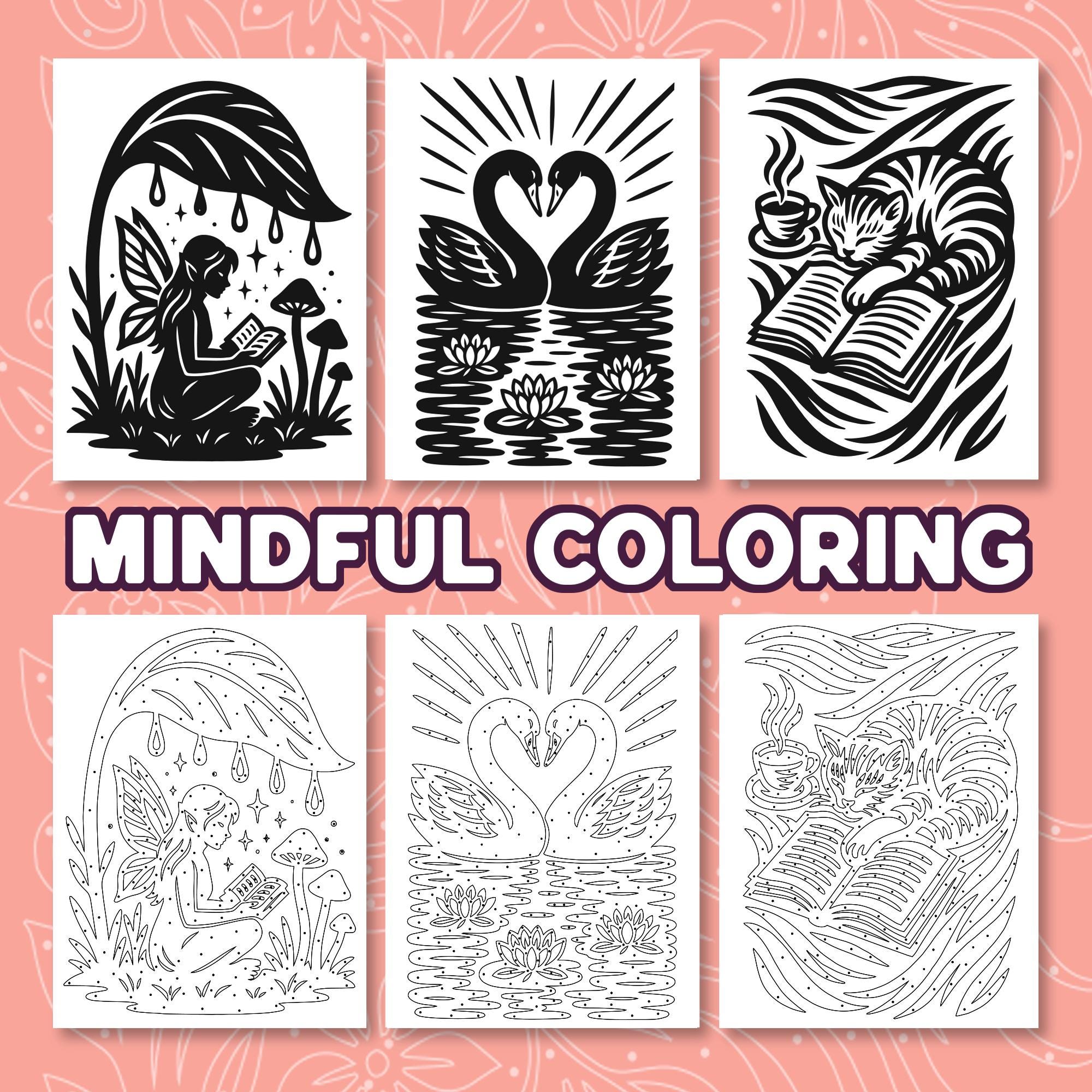 Monochrome Coloring Book Pages , A Collection of Selling Illustrations ...
