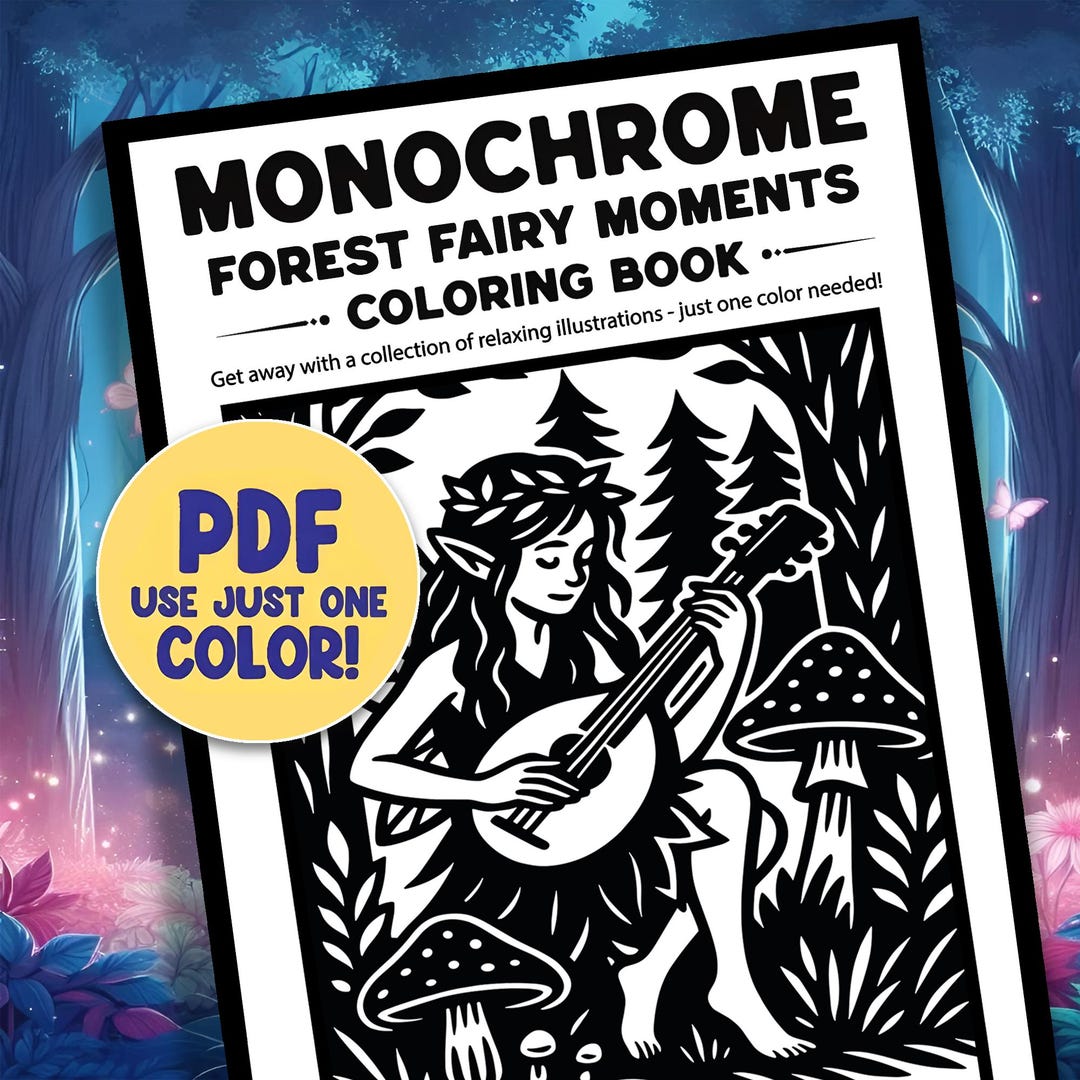Monochrome Coloring Pages, 30 Enchanted Magical Forest Fairy Moments ...