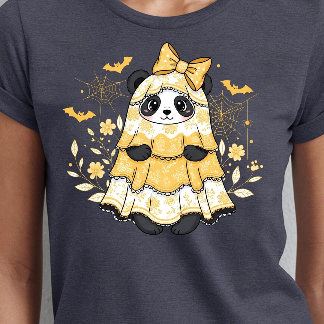 Halloween Panda Ghost PNG: Kawaii Coquette Sublimation Design (digital ...