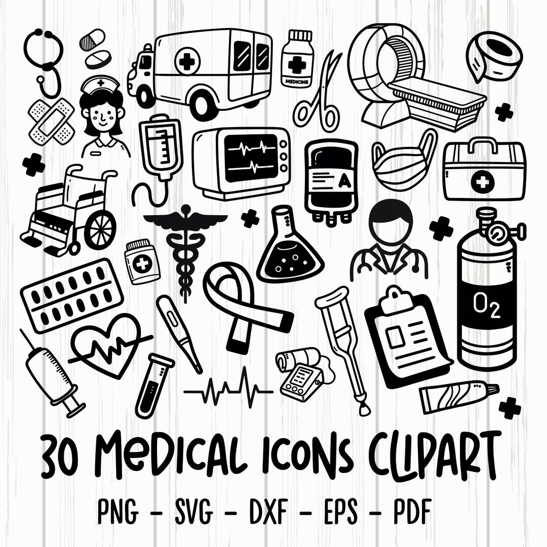 Medical Icons Clipart SVG Bundle, Doctor Nurse Hospital Silhouette ...