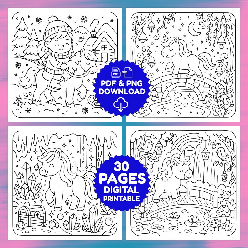 Magical Horses Coloring Pages, Bold & Easy Riding, Grooming, Fantasy ...
