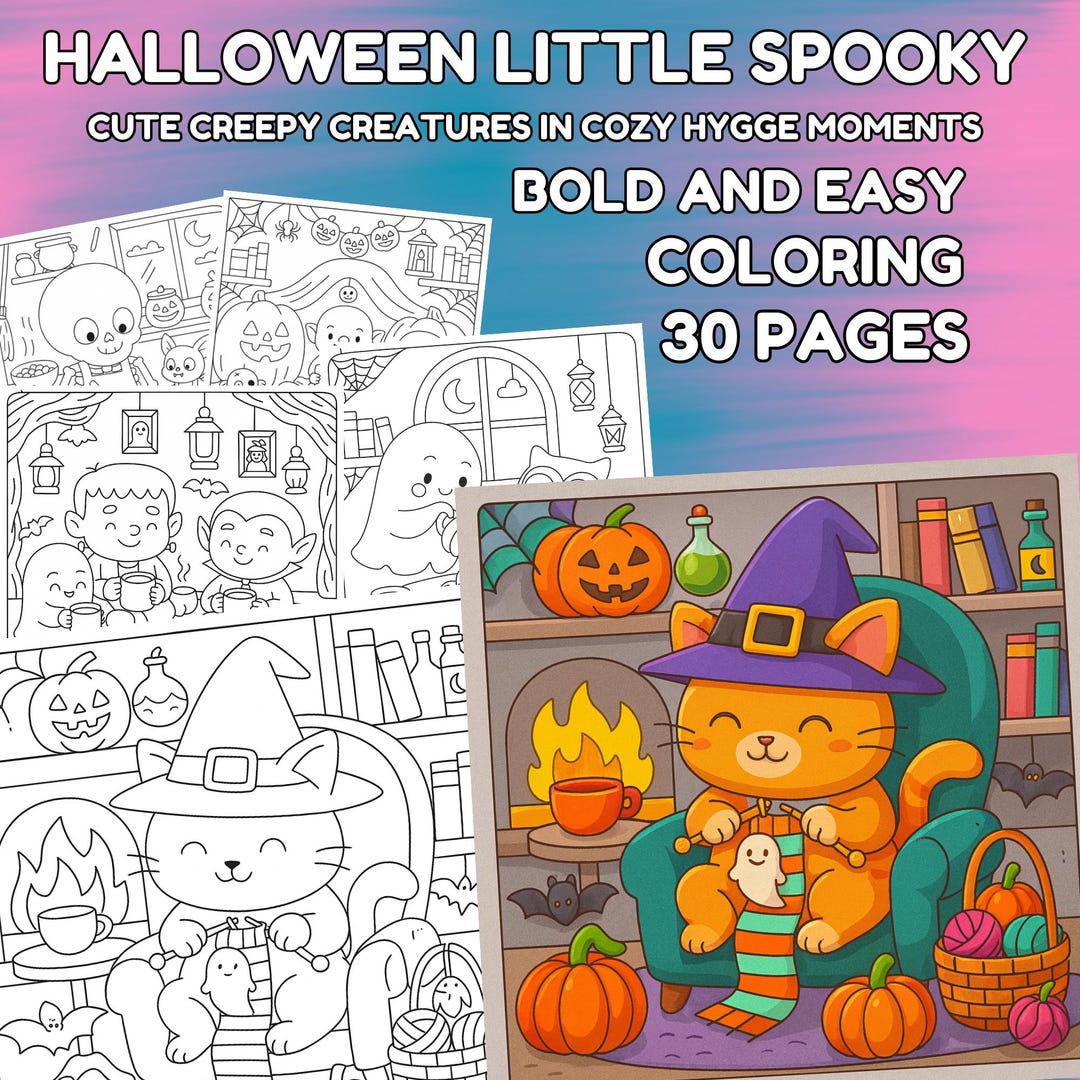 Halloween Coloring Pages: Spooky Cats, Ghosts & Pumpkins (PDF) - Etsy