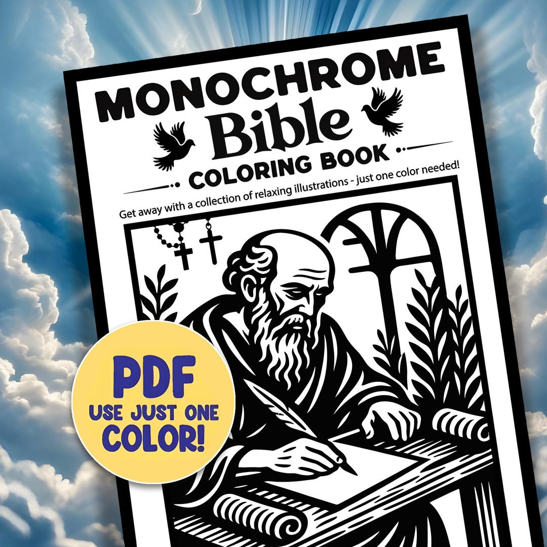 Monochrome Coloring Book Pages, Jesus Bible Art Christian Activity One ...