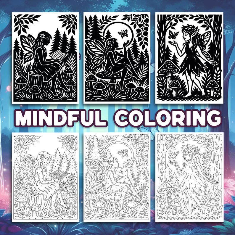 Monochrome Coloring Pages, 30 Enchanted Magical Forest Fairy Moments ...