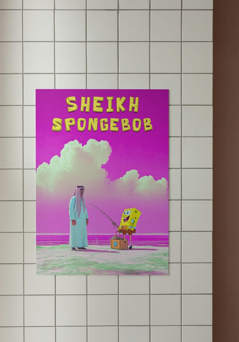 Sheikh Spongebob Poster – Arabic Desert Pop Art Wall Print - Etsy