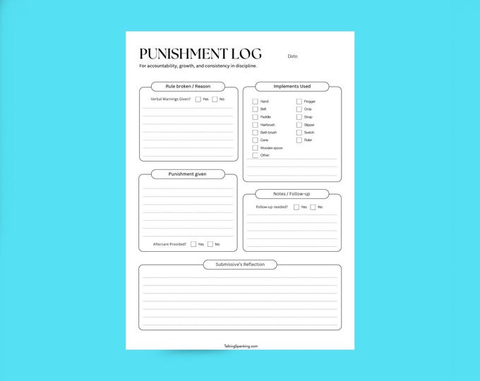 DIGITAL: Printable Punishment Log – BDSM Spanking Tracker | Discipline ...