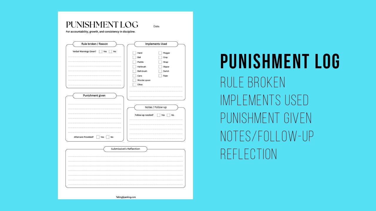 DIGITAL: Printable Punishment Log – BDSM Spanking Tracker | Discipline ...