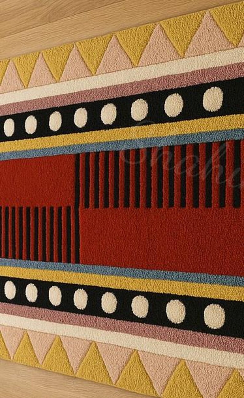 Abstract Oval Runner Rug, Modern Hallway Runners,hand Tufted Geometric ...