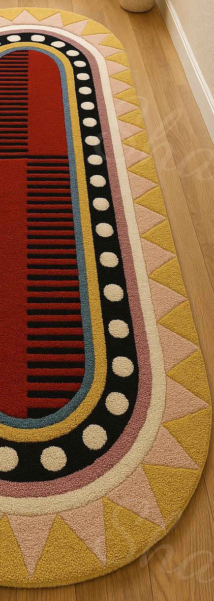 Abstract Oval Runner Rug, Modern Hallway Runners,hand Tufted Geometric ...