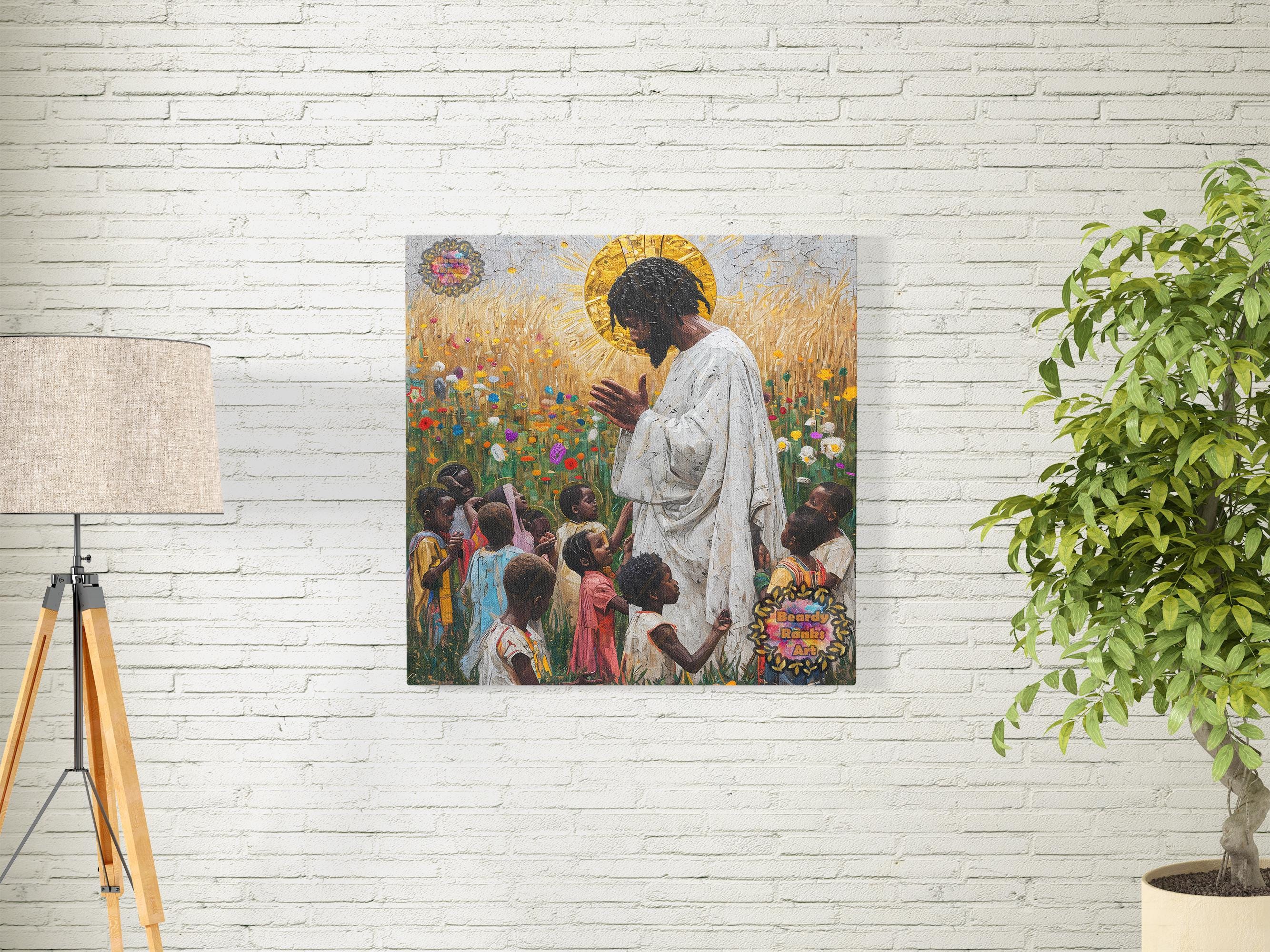 Black Jesus Teaching the Children Canvas Artwork, Christian Wall ...