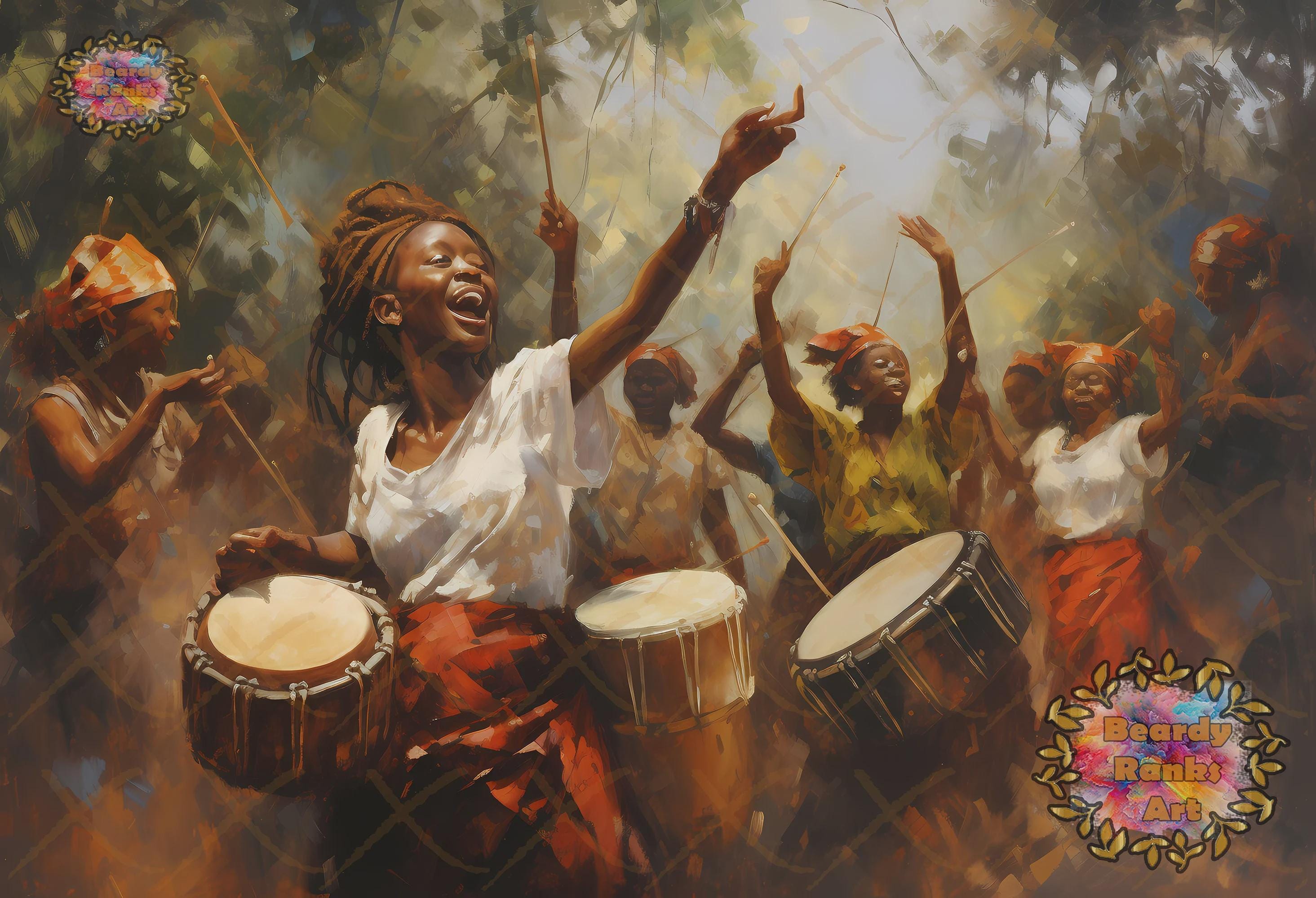 5 Landscape Dancing African Women Prints, Africa Inspired Art, Africa ...