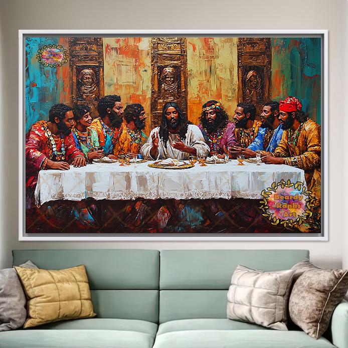 Black Jesus Last Supper Canvas Art, Religious Wall Decor, Christian ...