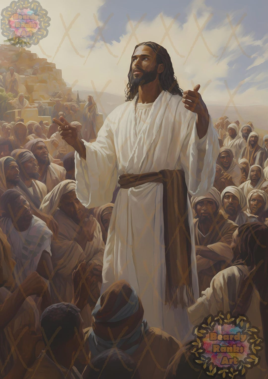 5 Black Jesus Teaching Downloadable Prints, Christian Artwork, African ...