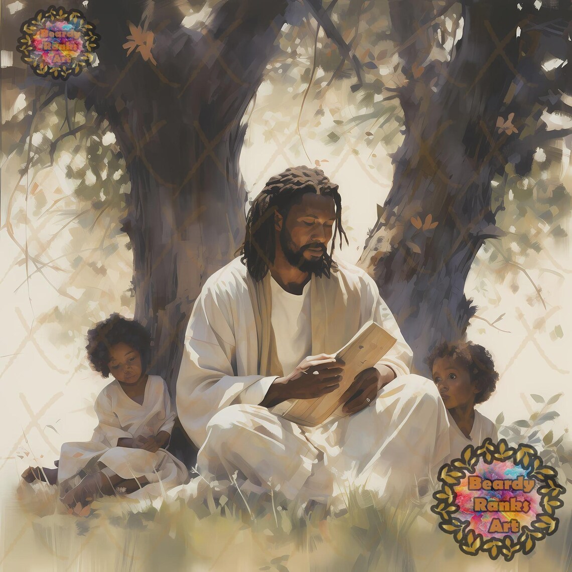 Black Jesus Teaching, Religious Wall Decor, Christian Artwork, African ...