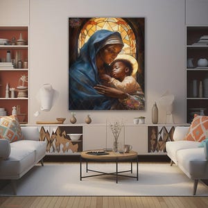 African American Virgin Mary Prints, Black Virgin Mary Wall Art, Black ...