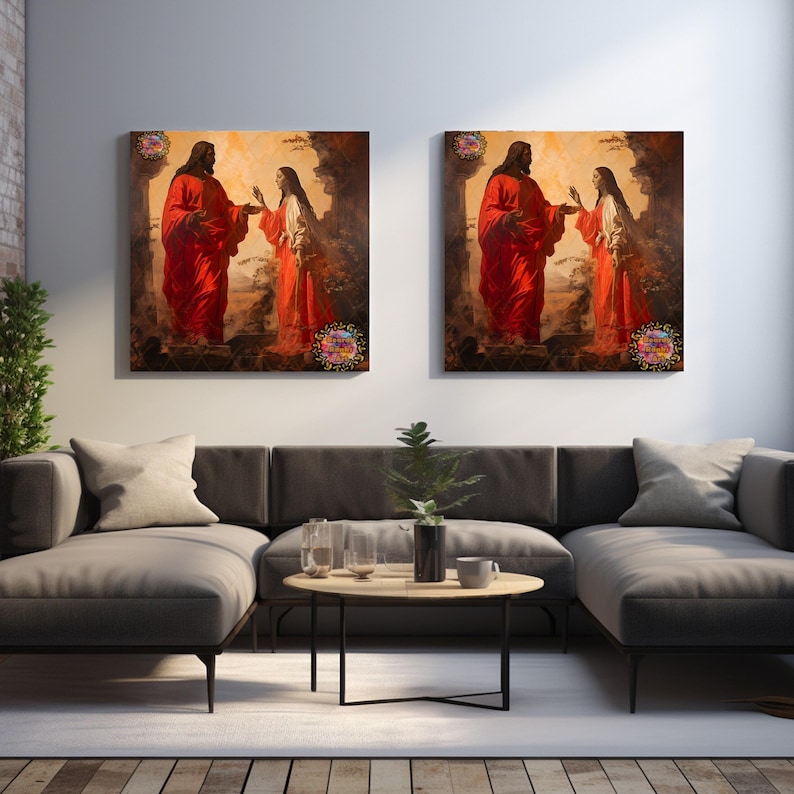 Black Jesus Christ and Mary Magdalene Art, Christian Wall Decor ...