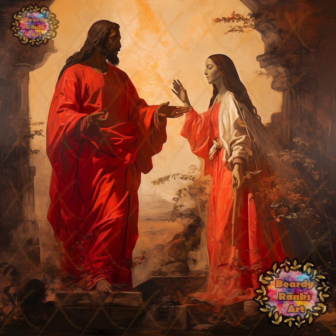 Black Jesus Christ and Mary Magdalene Art, Christian Wall Decor ...