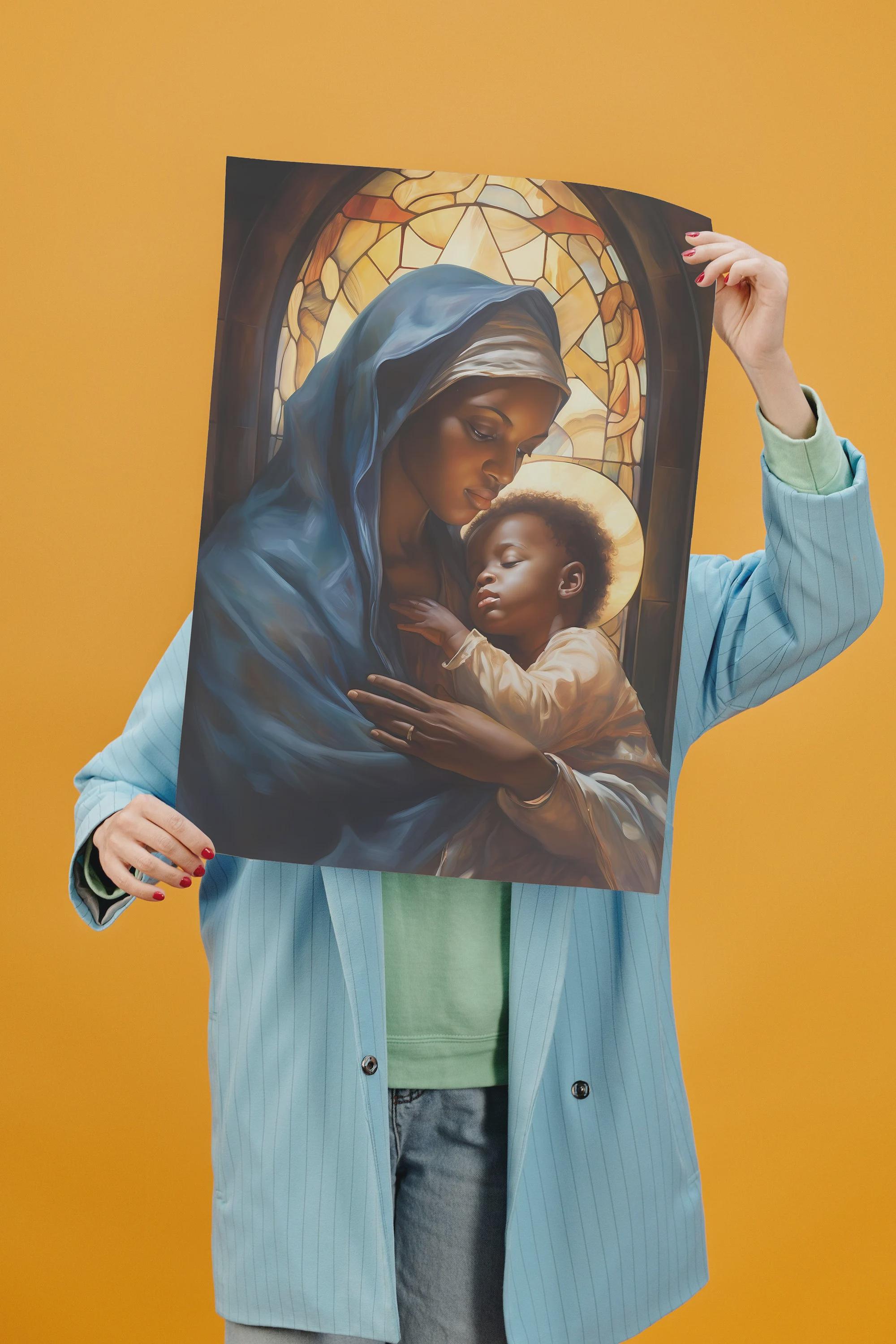 African American Virgin Mary Prints, Black Virgin Mary Wall Art, Black ...