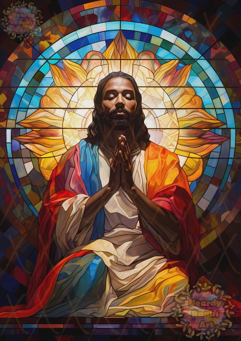 Black Jesus Praying, Religious Wall Decor, Christian Artwork, African ...