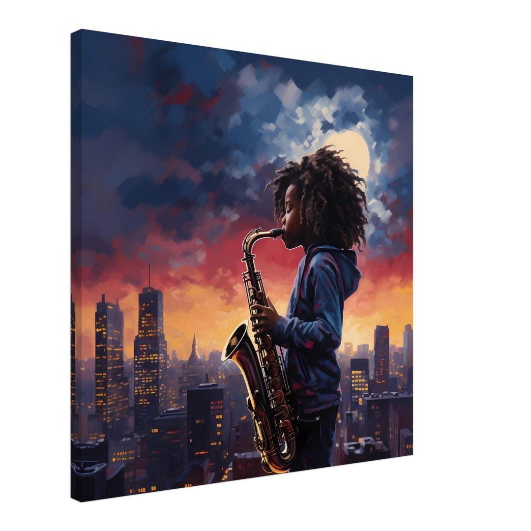 African American Saxophone Player, Black Saxophonist Wall Art, Black ...