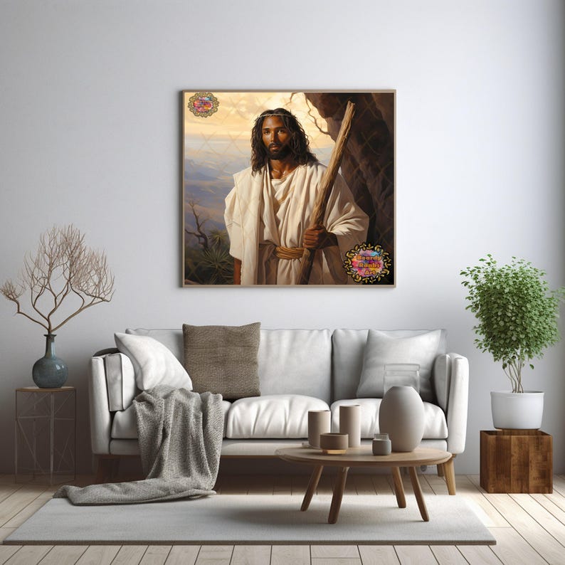 Black Jesus, Religious Wall Decor, Christian Artwork, African American ...