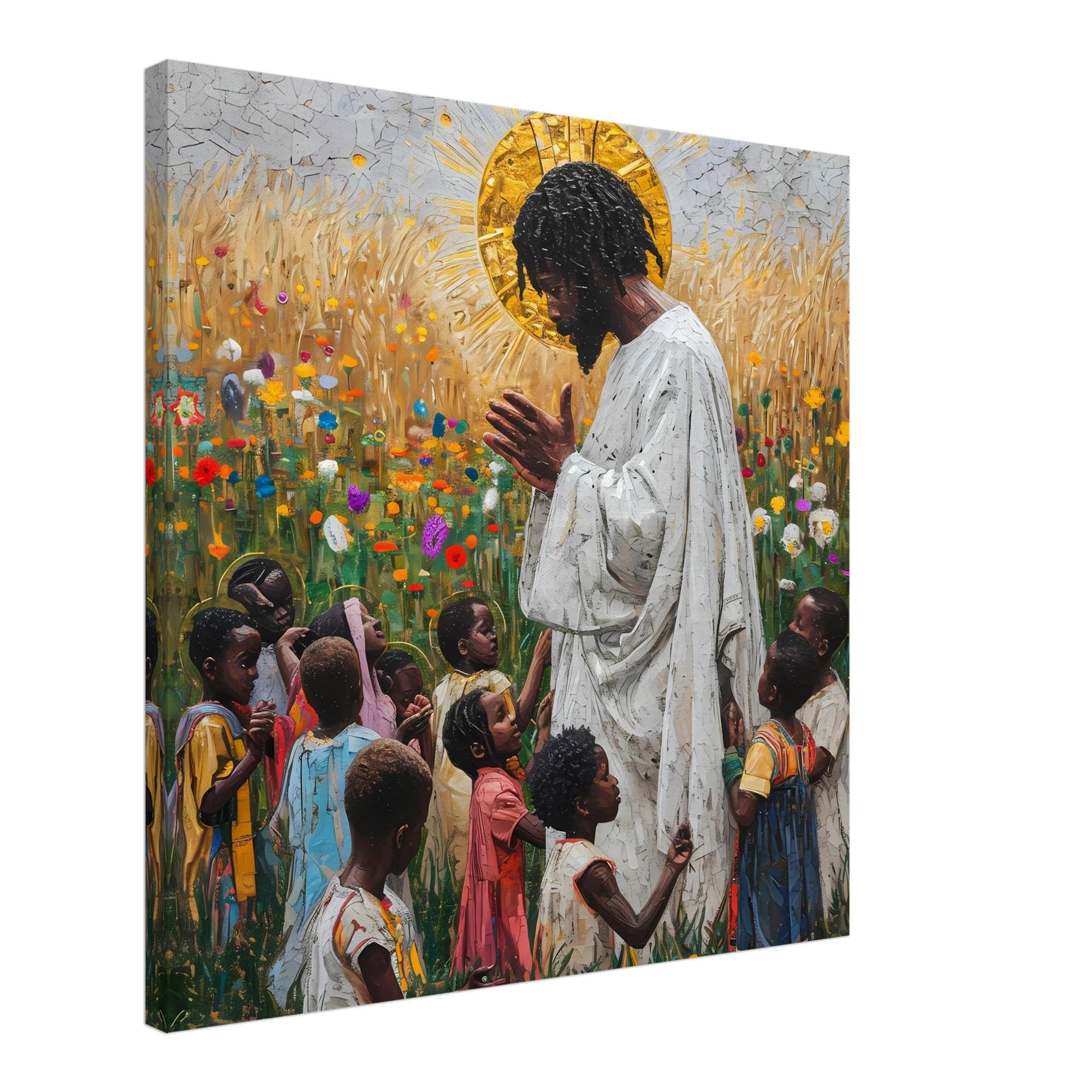 Black Jesus Teaching the Children Canvas Artwork, Christian Wall ...