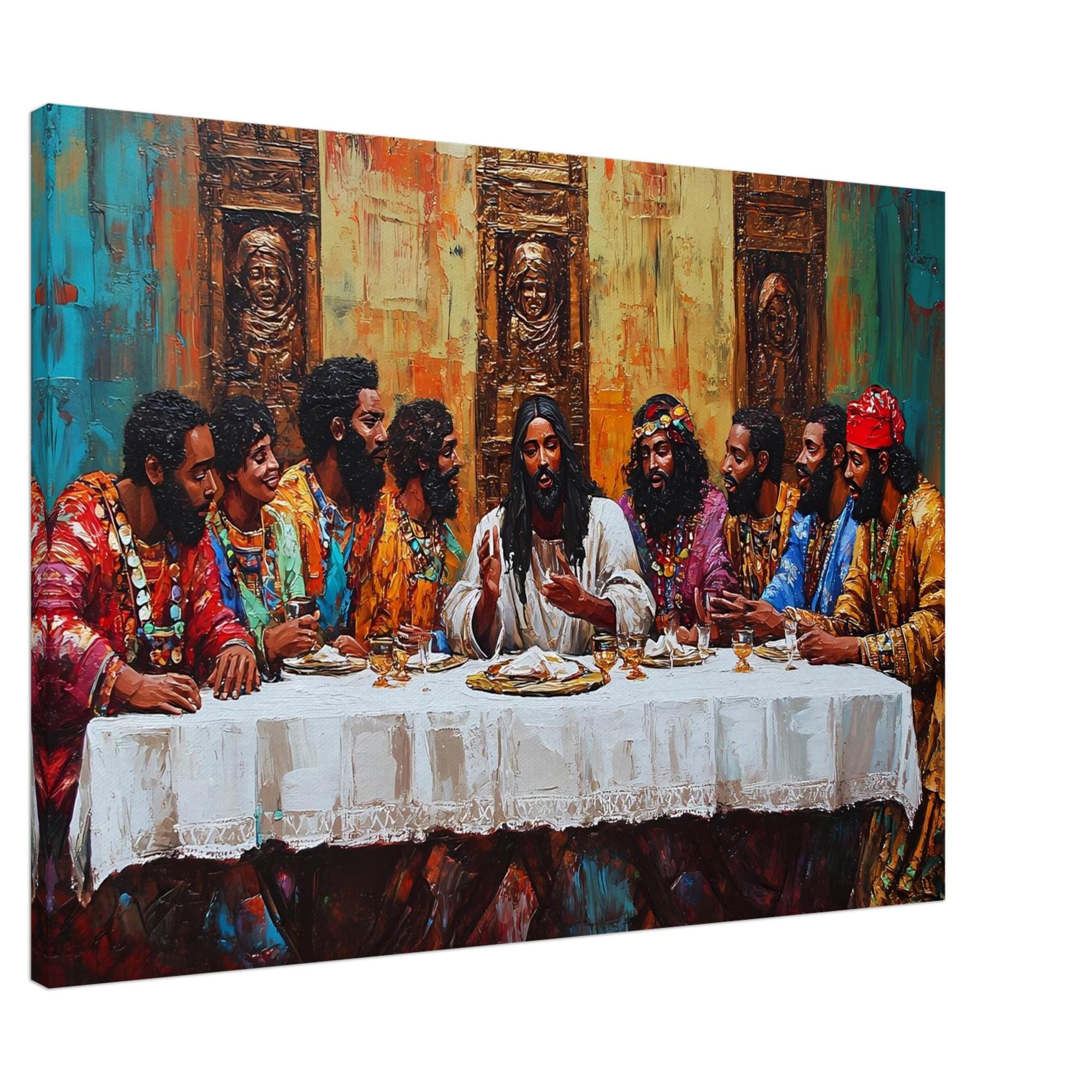 Black Jesus Last Supper Canvas Art, Religious Wall Decor, Christian ...