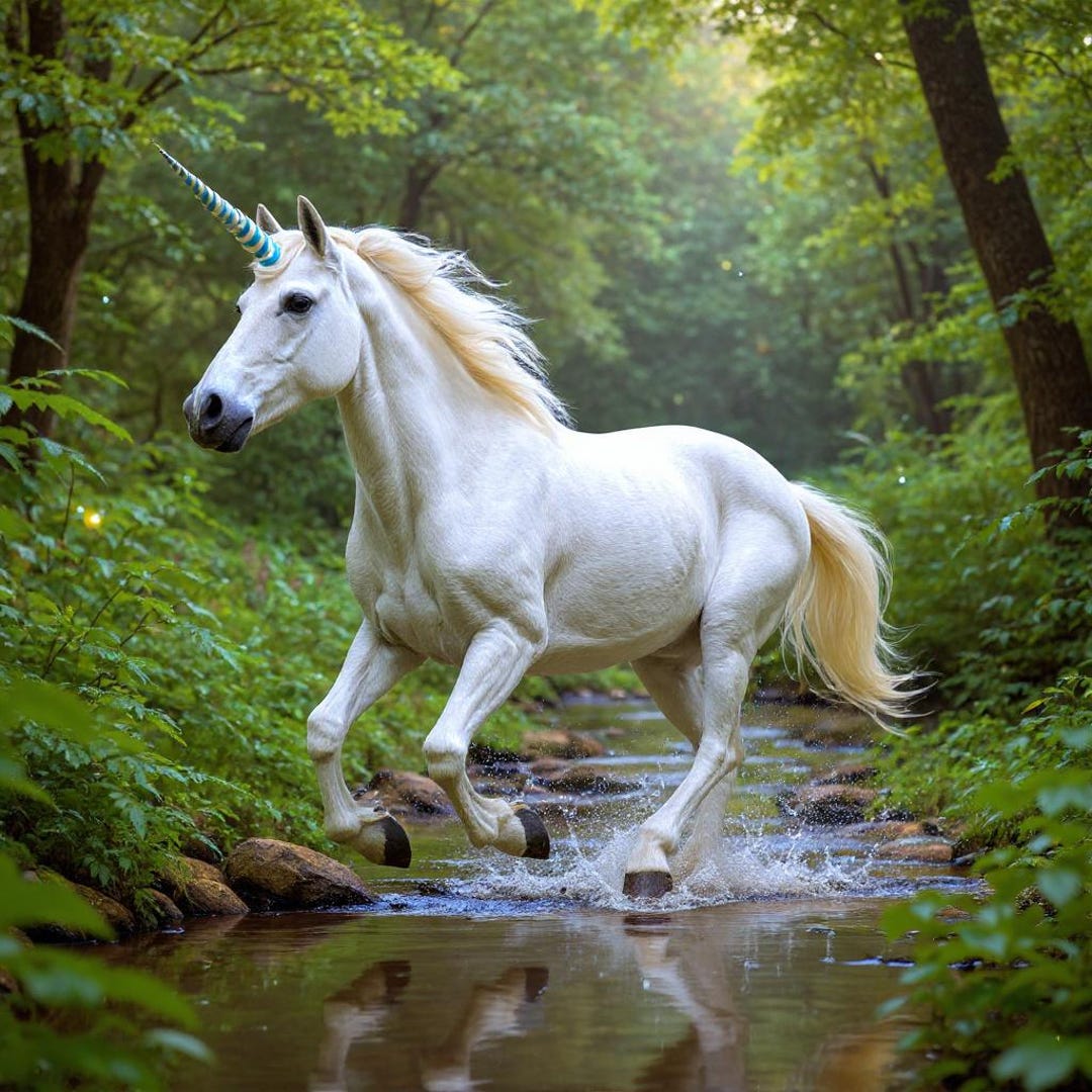 Unicorn Forest Stream Art: Photorealistic Fantasy Print (digital ...