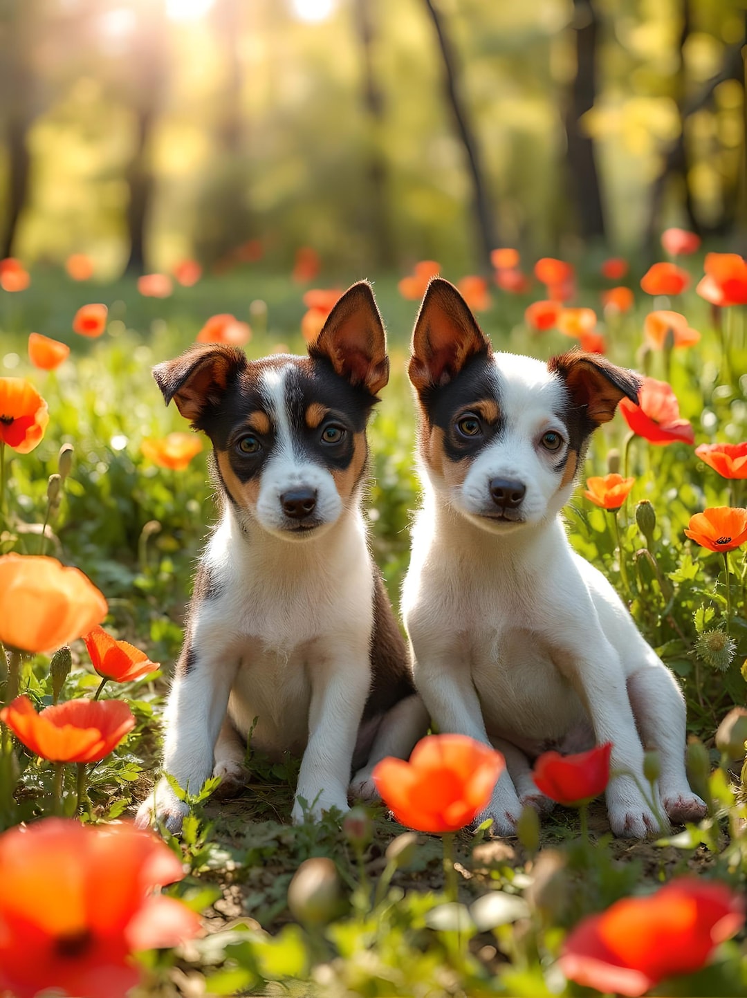 Jack Russell Puppies Poppy Field Print: Dog Photography, Nursery Decor ...