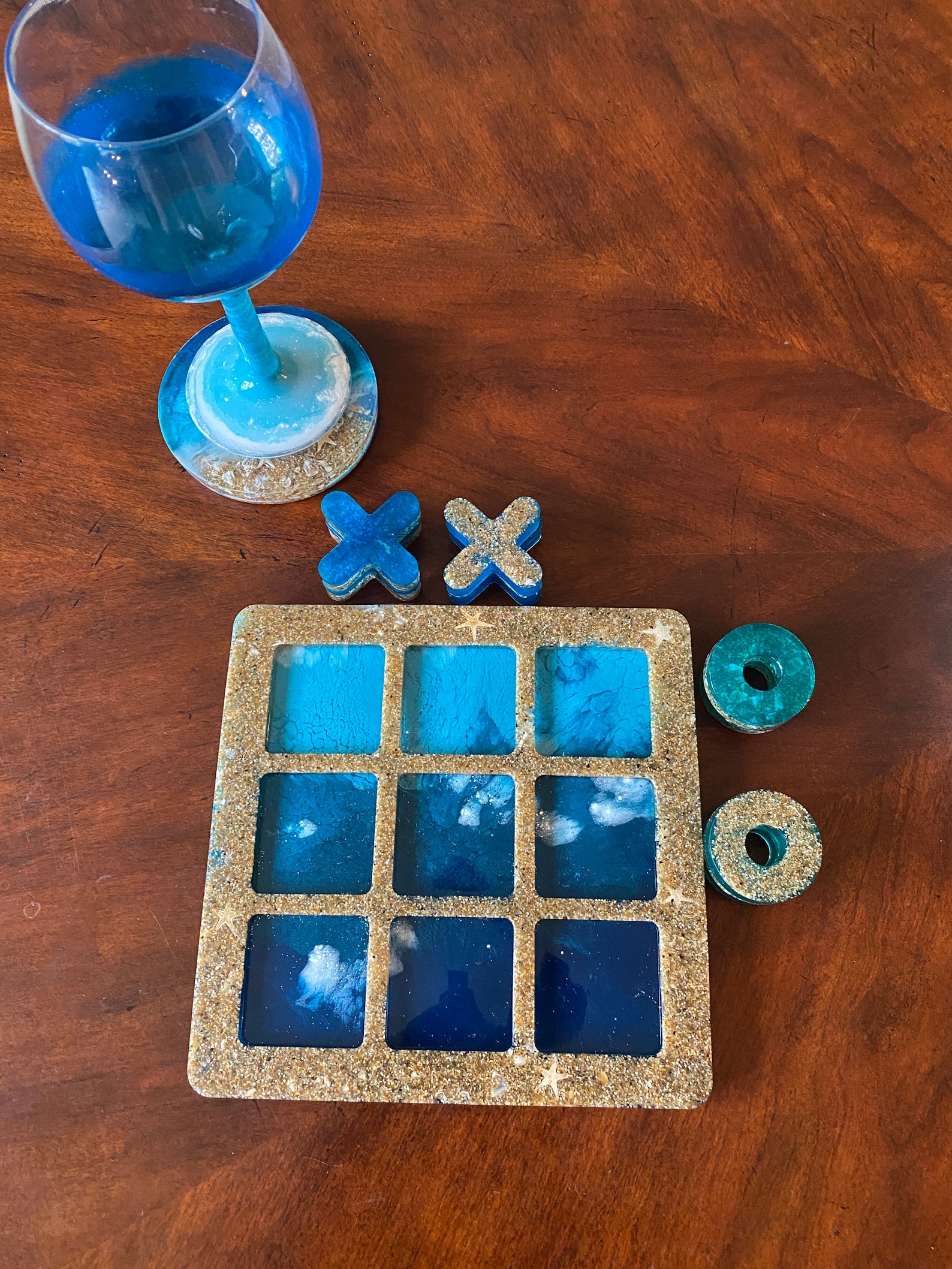 Tic Tac Toe Board Game - Ocean Inspired - Resin - Etsy