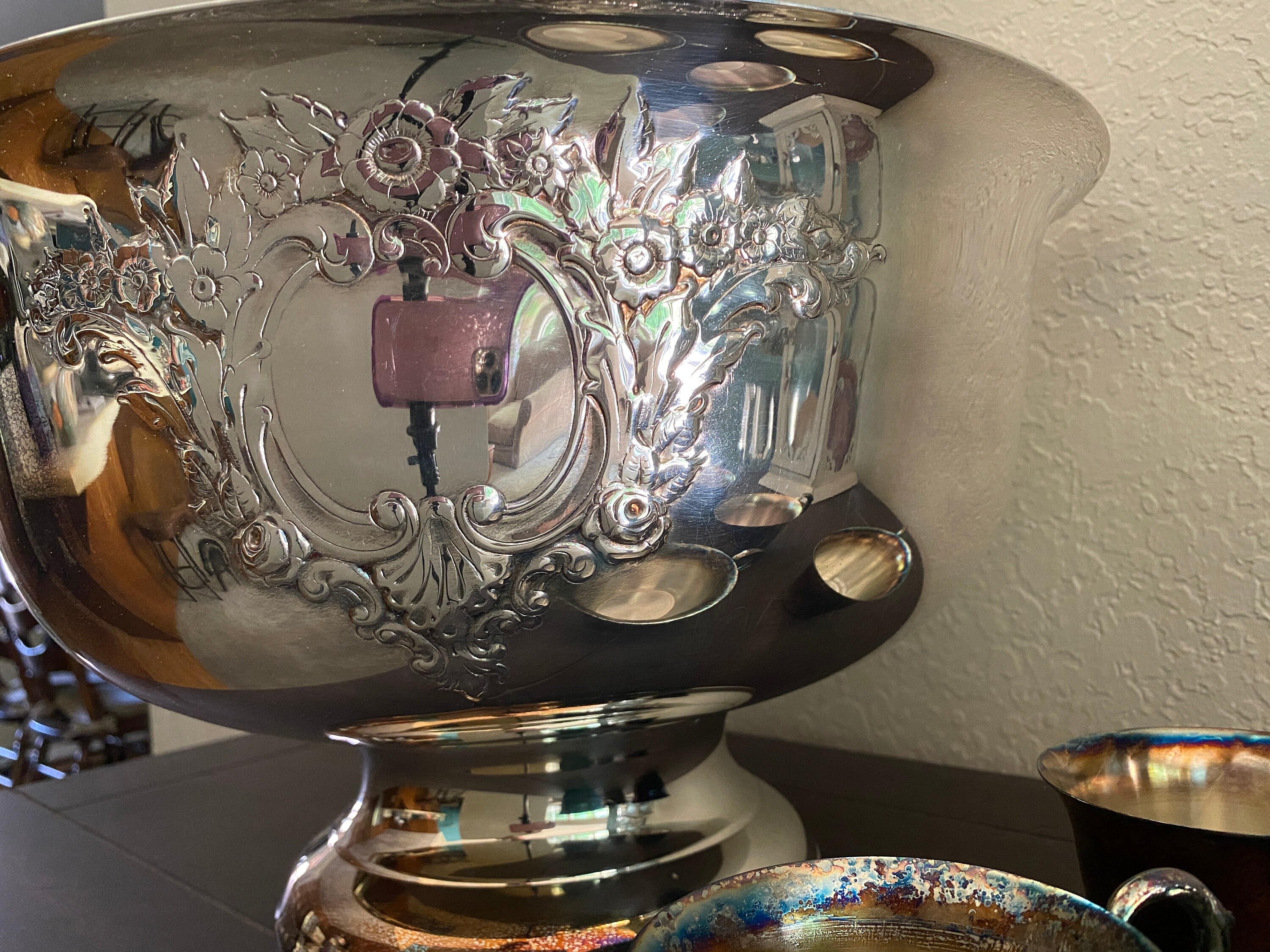 Vintage Elegant Silver Punch Bowl With Cups Oneida Silver Punchbowl Set ...