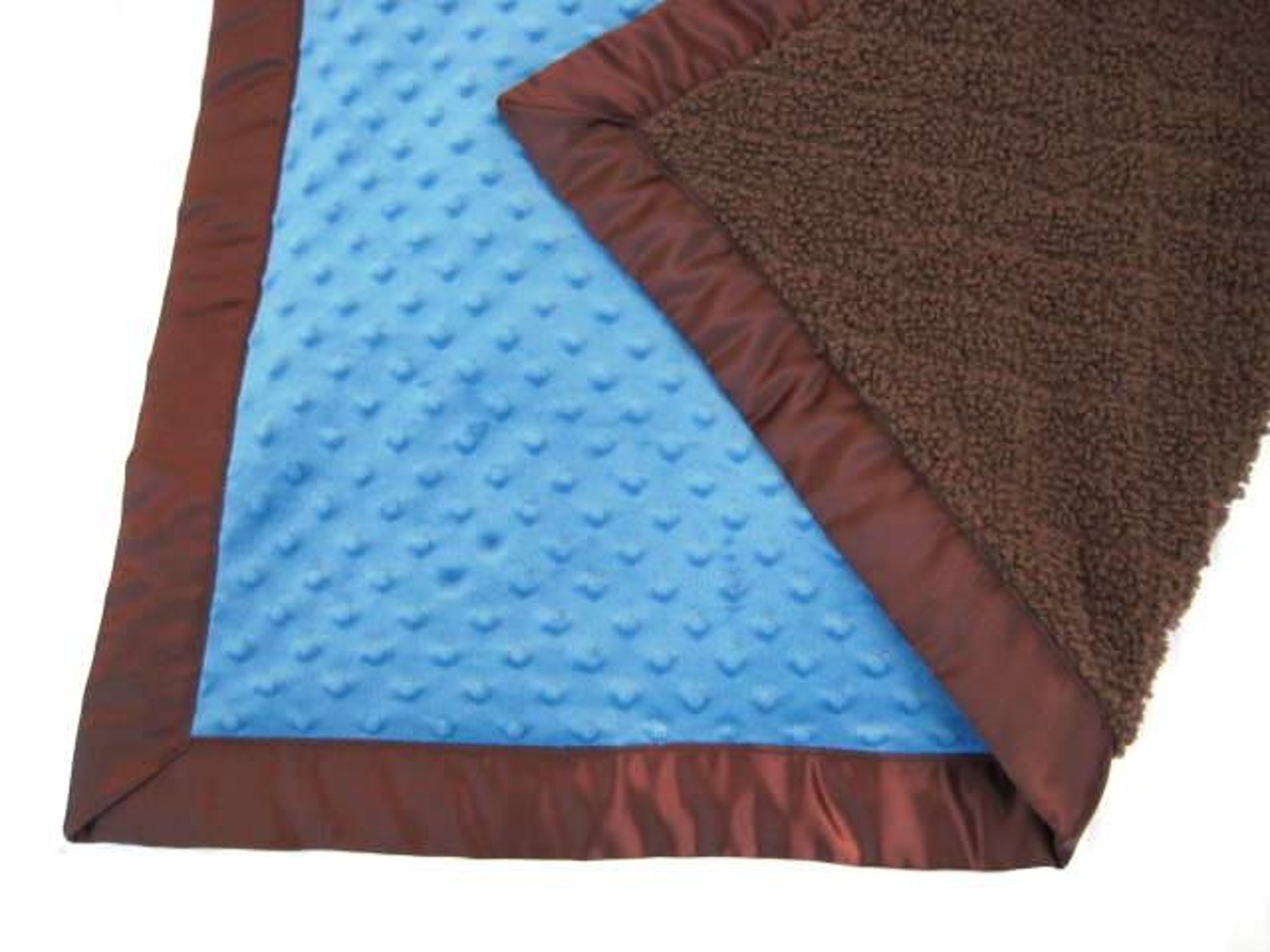 Baby Stroller Blanket - "cuddle" Cobalt Blue and Chocolate Brown Minky ...