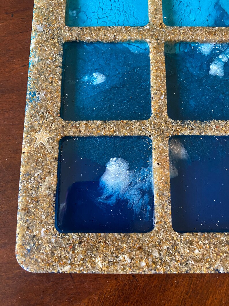 Tic Tac Toe Board Game - Ocean Inspired - Resin - Etsy