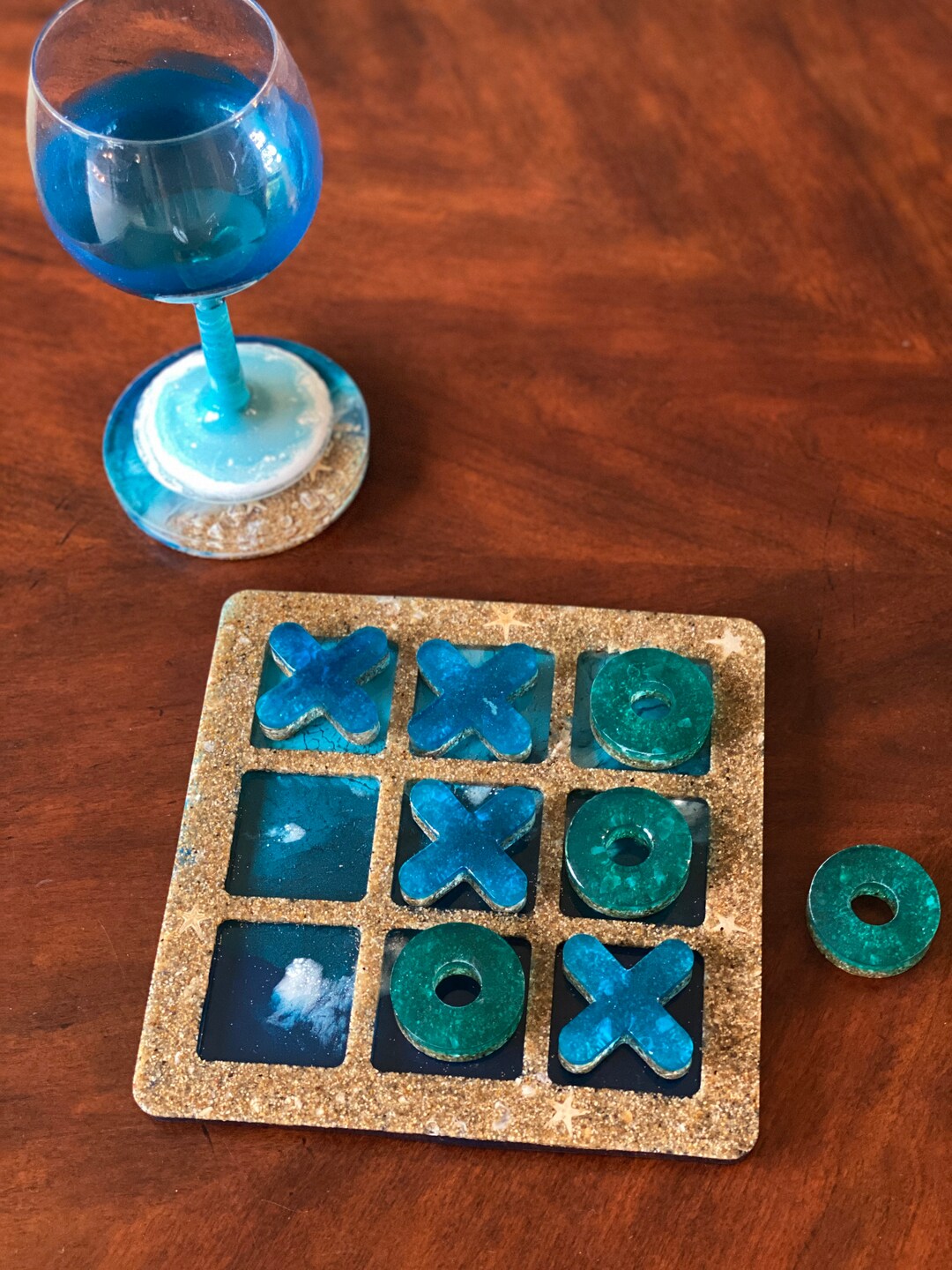 Tic Tac Toe Board Game - Ocean Inspired - Resin - Etsy
