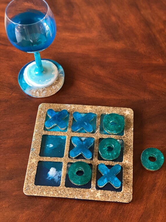 Tic Tac Toe Board Game Ocean Inspired Resin - Etsy