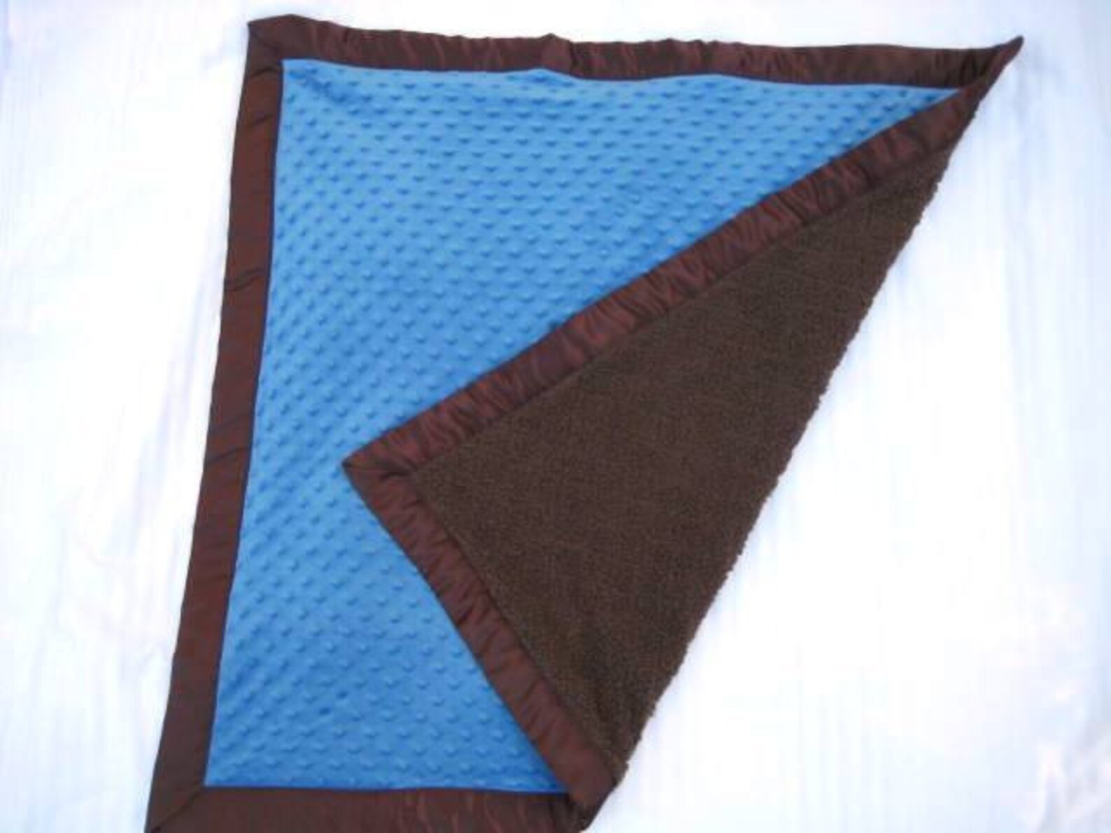 Baby Stroller Blanket - "cuddle" Cobalt Blue and Chocolate Brown Minky ...