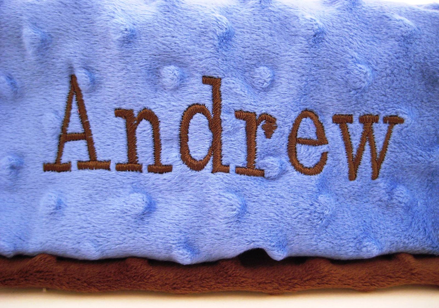 Baby Stroller Blanket - "cuddle" Cobalt Blue and Chocolate Brown Minky ...