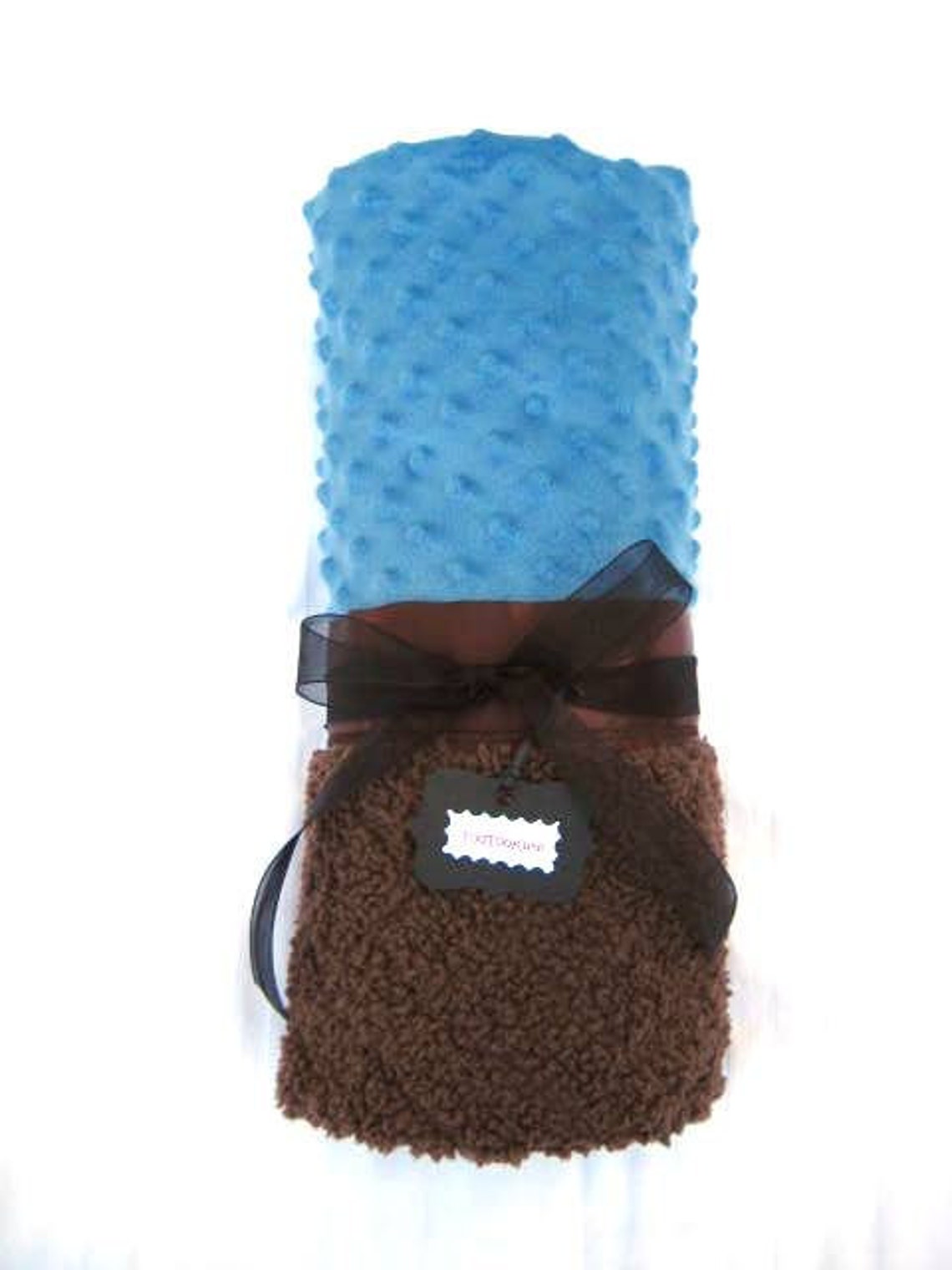 Baby Stroller Blanket - "cuddle" Cobalt Blue and Chocolate Brown Minky ...