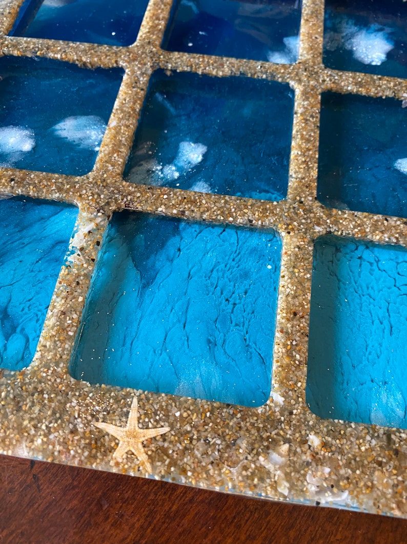 Tic Tac Toe Board Game - Ocean Inspired - Resin - Etsy