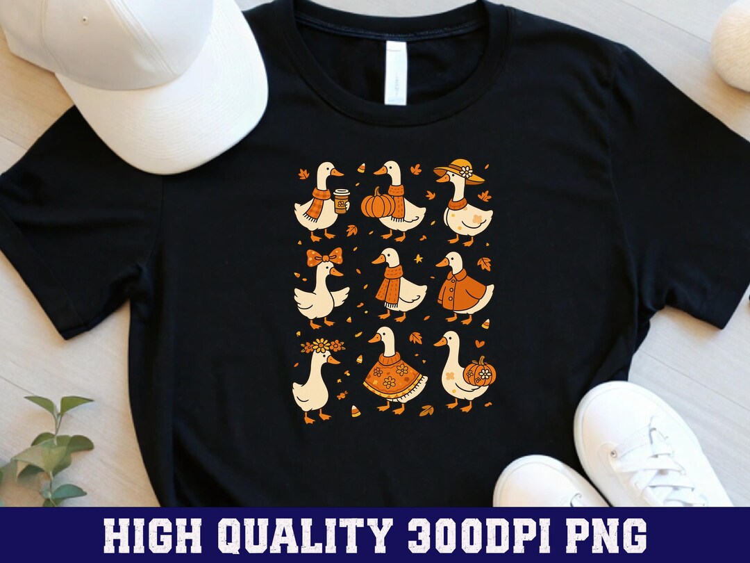 Cute Autumn Goose Clipart Set With Pumpkins, Coffee, and Fall Leaves ...