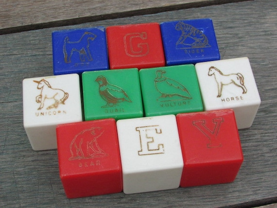Vintage Plastic Alphabet Animal Blocks w/ Rattles | Etsy