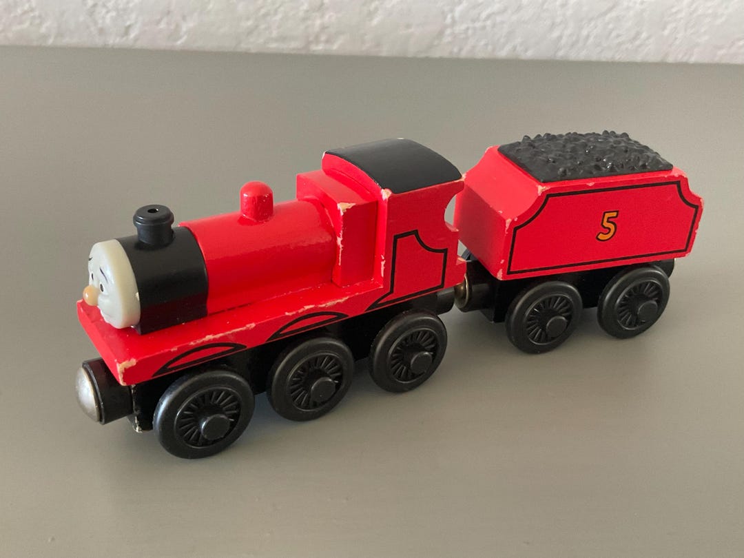 Vintage Thomas & Friends Wooden Railway Train Engine James Goes Buzz ...